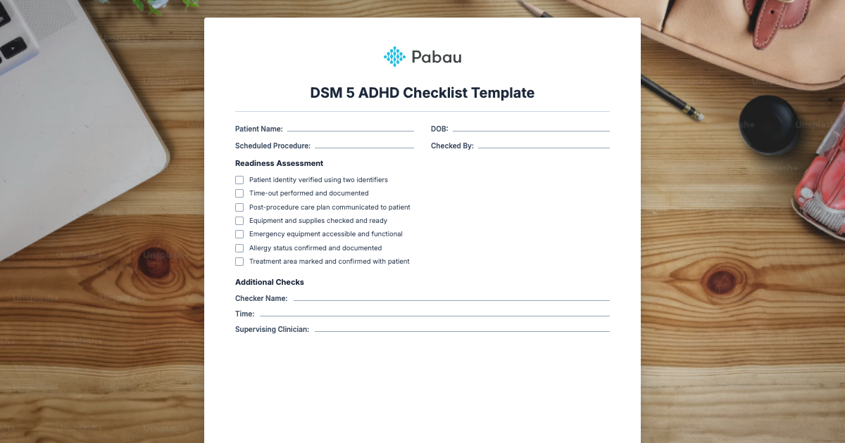 DSM 5 ADHD Checklist Template - Free PDF Download | Pabau