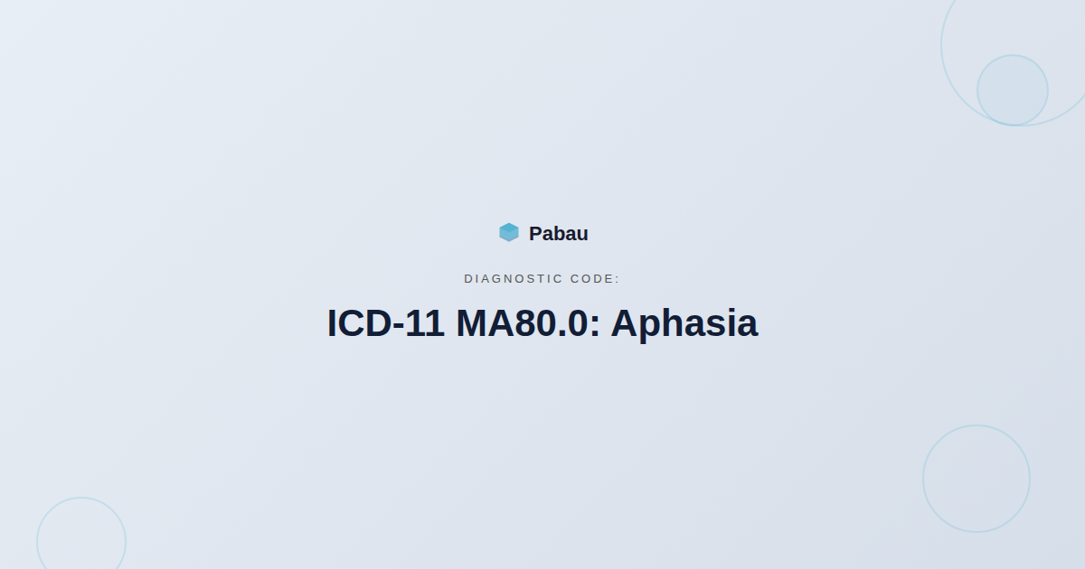 ICD-11 MA80.0: Aphasia | Pabau