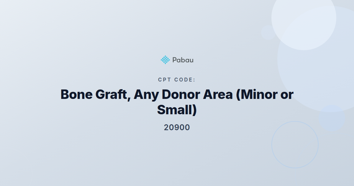 CPT Code 20900: Bone Graft, Any Donor Area (Minor or Small) | Pabau