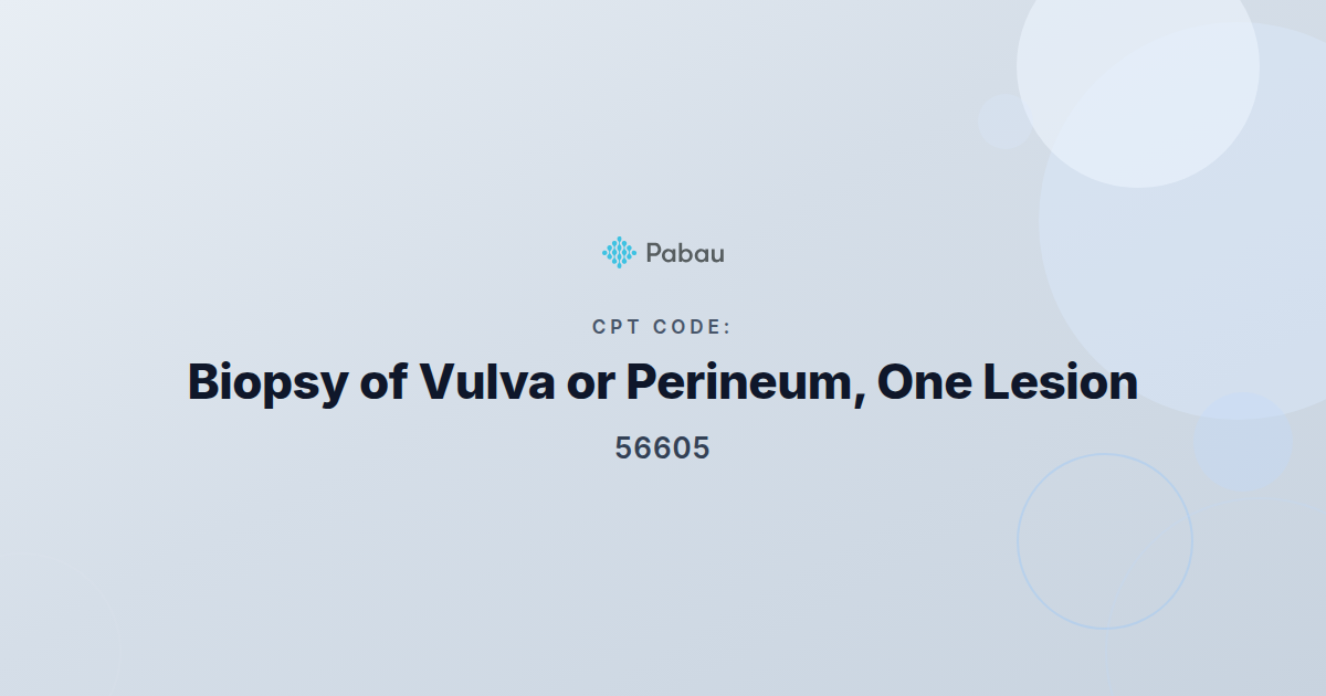 CPT Code 56605: Biopsy of Vulva or Perineum, One Lesion | Pabau